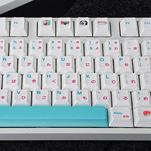 135 Keys Japanese Sushi Keycaps Cherry Profile Dye-Sub PBT Keycap Compatible with GH60 / GK64 / GK61 / 68/87/104 for Mechanical Gaming Keyboard Gateron Kailh Cherry MX Switches