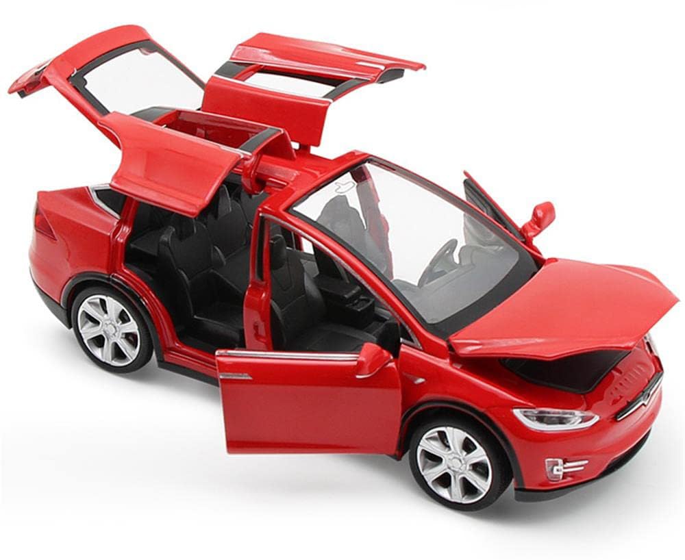 1:32 Scale Model X Alloy Car Model Diecast Toy Vehicles for Kids, Tesla car Model,Pull Back Alloy Car with Lights and Music,Mini Vehicles Toys for Kids Gift ,Children Birthday Gift(Model X-Red)