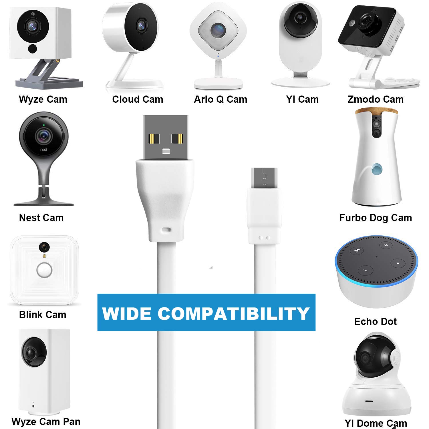 16.5 FT Power Extension Cable Charger for Wyze Cam V3, Wyze Cam Outdoor, Blink Outdoor, Yi Camera, Simplisafe, Arlo Essential, KasaCam, Weatherproof Charging Cord with Adapte for Security Camera