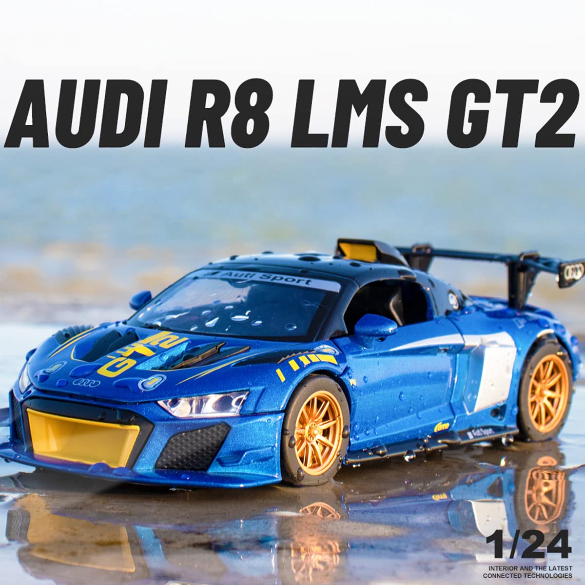 1:24 Diecasting Alloy Toy Car - Pull Back Car Model with Sound and Light, Pull Back Vehicles Toys for 3+ Year Old Boys and Girls (Blue)