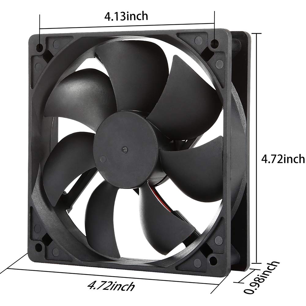 120mm Case Fan 120x120x25mm 12cm Computer PC Fan DC 12V 2Wire 3Pin Connector Cooling Fan 1600RPM 2-Pack