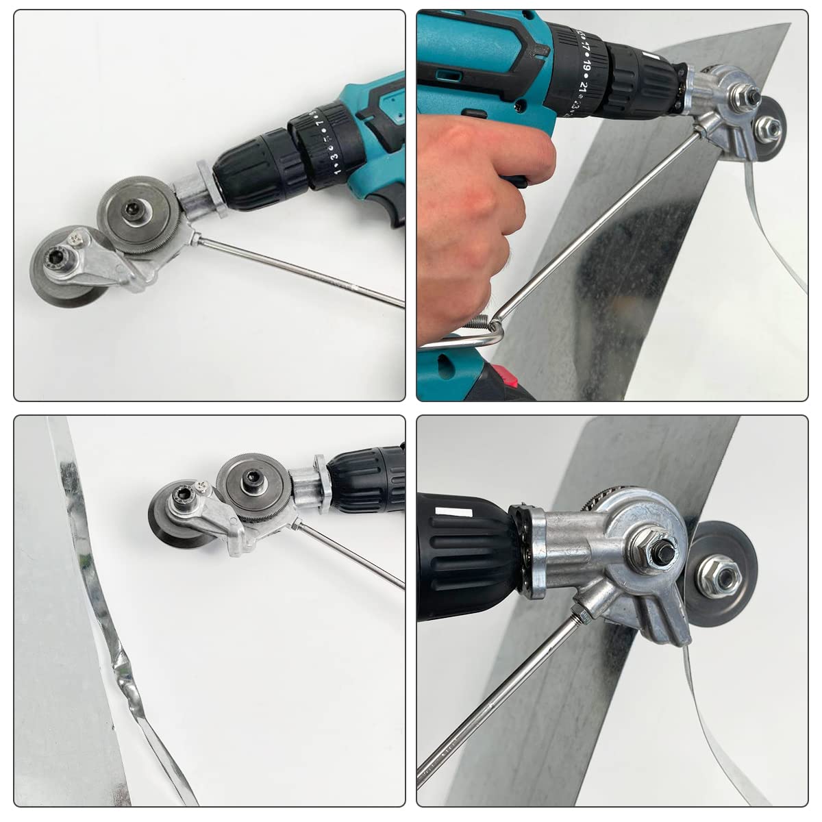 1 Pack Electric Drill Plate Cutter, Double Headed Metal Sheet Shears Sharp Precise Cutting, Plate Punch Shears Drill Attachment for Cutting Iron, White Sheet, Steel,Copper, Aluminum (1)