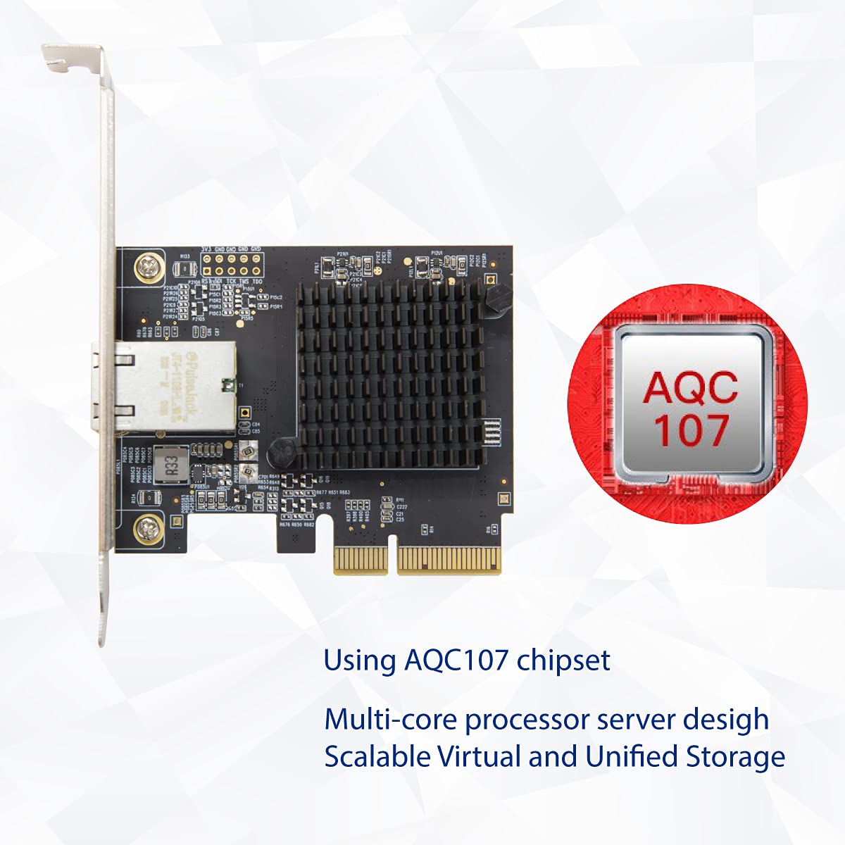 1 Port 10 Gigabit Ethernet Network Card - PCIe x4 10Gb 10GBASE-T NIC AQTION AQC107-10Gbps Ethernet PCI-Express x4 Adapter SD-PEX24055