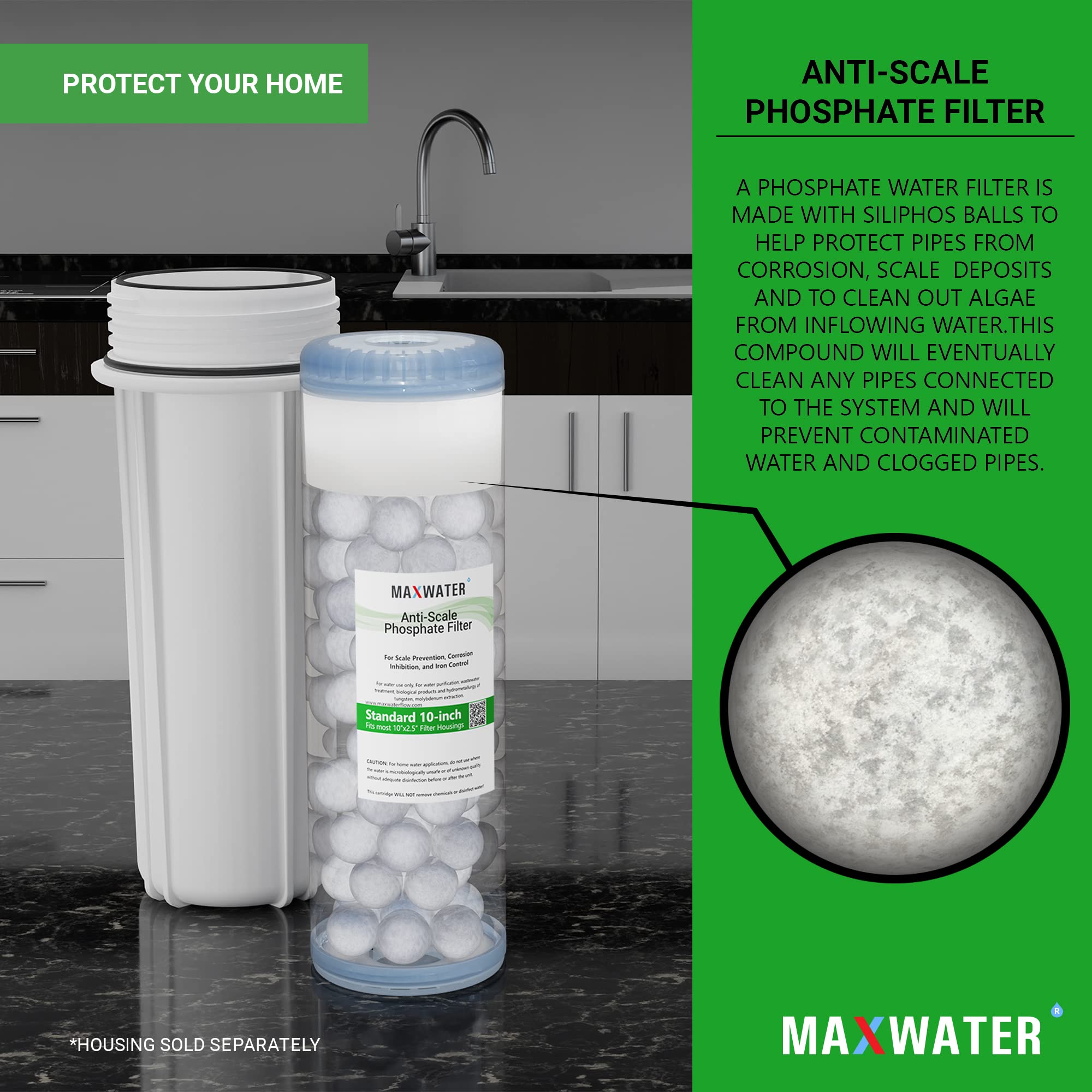 10" Standard Whole House Siliphos Anti-Scale Water Filter