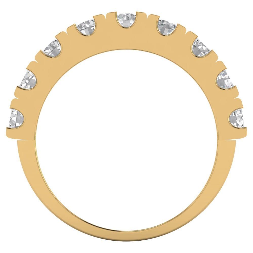 1.44 Carat Round Cut Zircon 14k Yellow Gold Stackable Designer Art Deco Everlasting Danity Statement Ring Band Sz 7.5