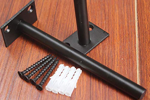 16 Pcs 6" Black Solid Steel Floating Shelf Bracket Blind Shelf Supports - Hidden Brackets for Floating Wood Shelves - Concealed Blind Shelf Support β Screws and Wall Plugs Included