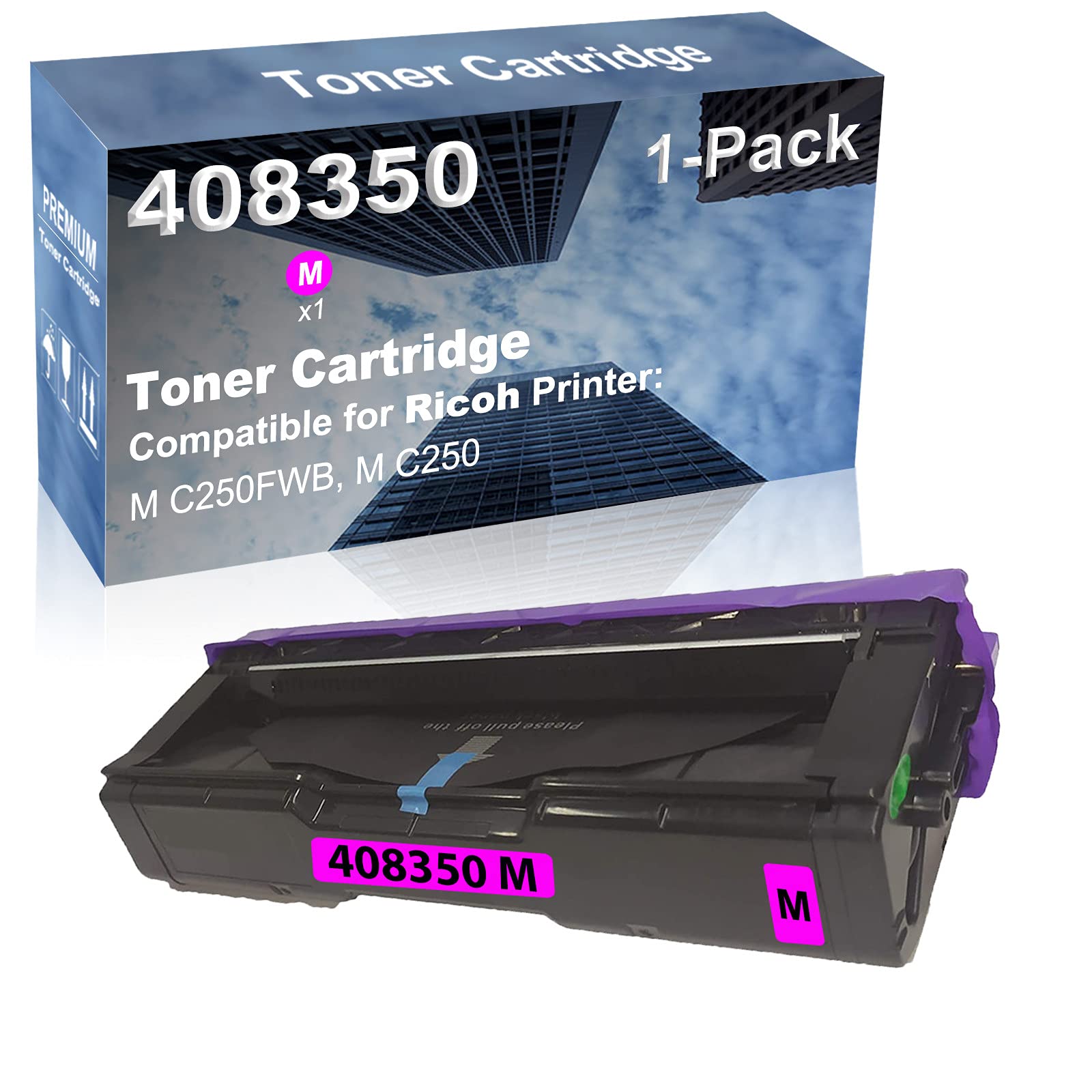 1-Pack (Magenta) Compatible M C250FWB, M C250 Printer Toner Cartridge High Capacity Replacement for Ricoh 408350 Toner Cartridge