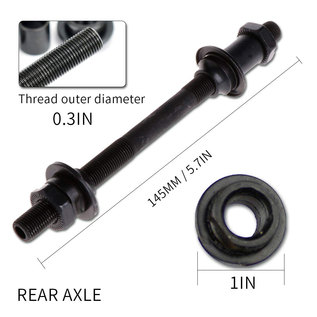 1 Pair Durable Steel Axles Hollow MTB Quick Release Shaft Hollow Hub Shaft Front and Rear Axle for Mountain MTB Bike(Black)
