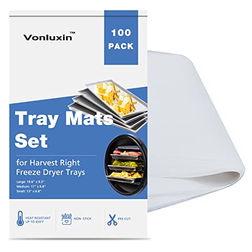 100Pack Tray Mats Set for Harvest Right Freeze Dryer Trays, Accessories for Harvest Right Freeze Dryer, One-Off Tray Mats Compatible with Harvest Right Freeze Dryer Medium Trays - (17" x 6.8")