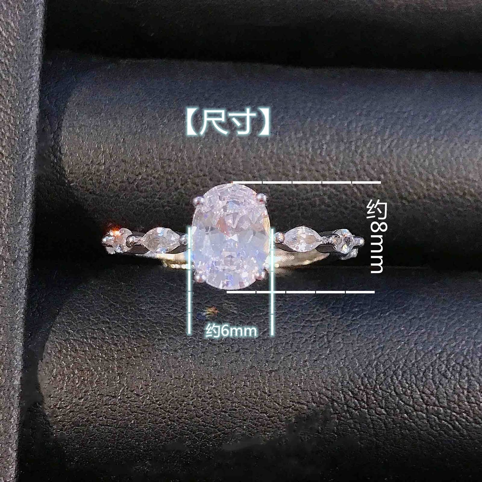 1 Carat Moissanite Ring Classic Egg-shaped horse eye ring Round Cut Solitaire Ring for Women, Engagement, Promise, Wedding (7)