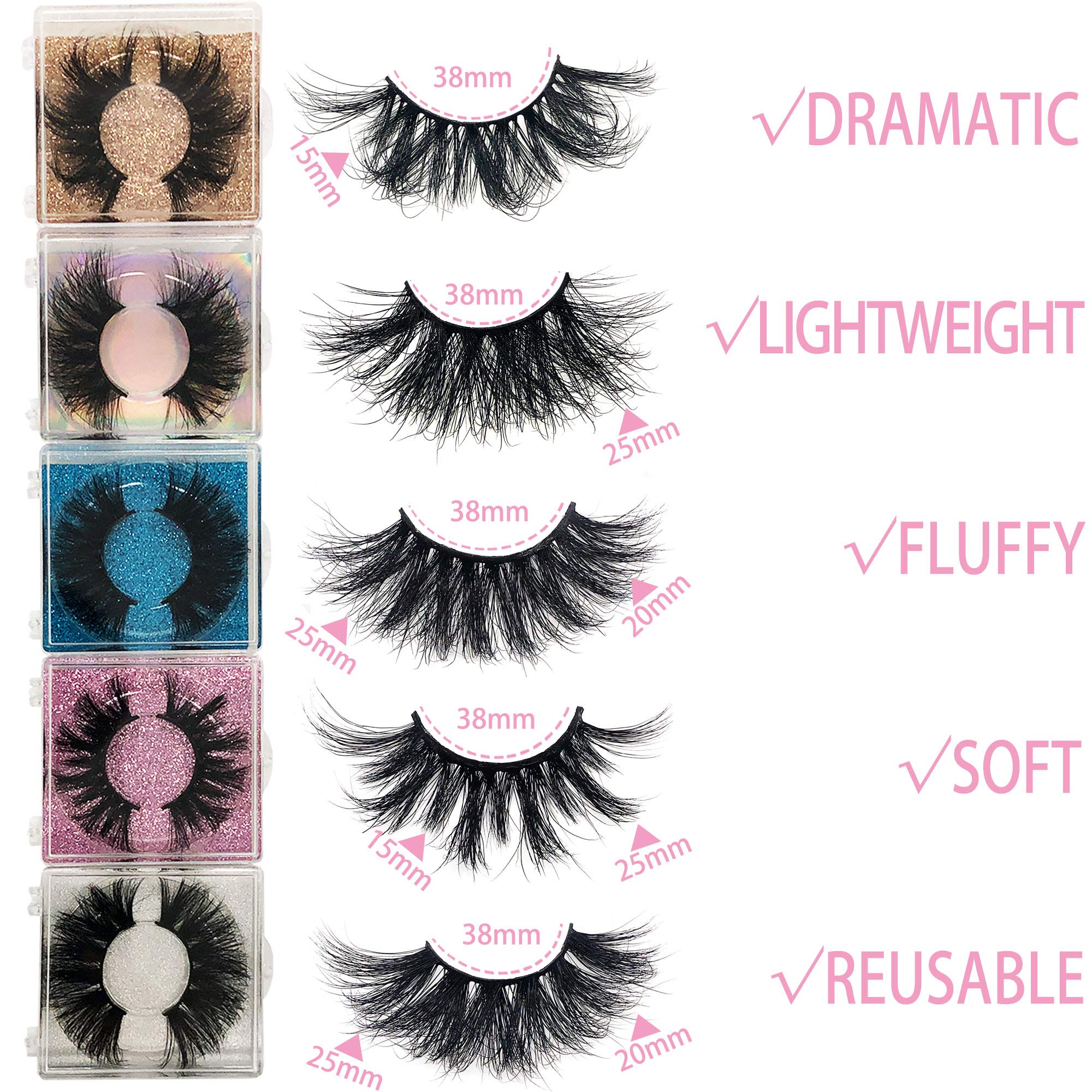 25MM Mink Eyelashes Wholesale Ninglash 10 Pack False Eyelashes, Christmas Gifts for Women Dramatic Real Mink EyeLashes, Thick HandMade Full Strip Lashes, Crueltyl Free Fluffy Lash, 3D Mink Lashes Bulk
