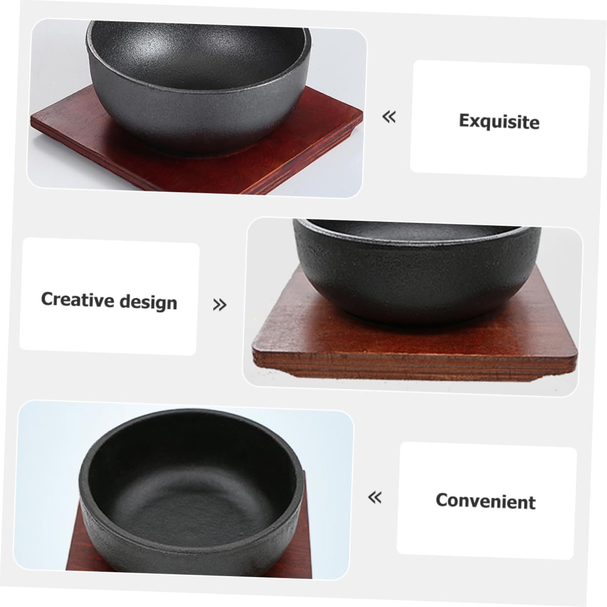 1 set Cooking Wood Cooker Food Cast Bibimbap Cookware Clay Casserole Sizzling Stew Tray Pot Stone Iron Rice Korean Household Soup Base with Bowl Style for Kitchen Induction Ramen
