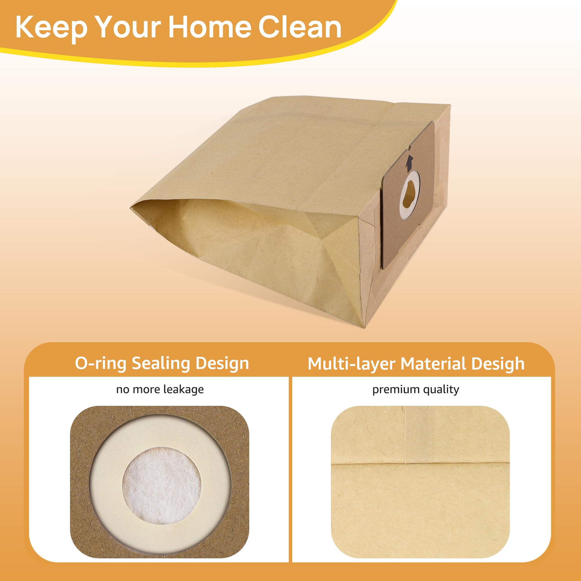 10 Pack Replacement Vacuum Cleaner Bags for Bissell Zing 4122 Series, 2154A, 2154W, 4122D, 2154,1668, 1668W Canister Vacuum, Part # 2138425, 213-8425
