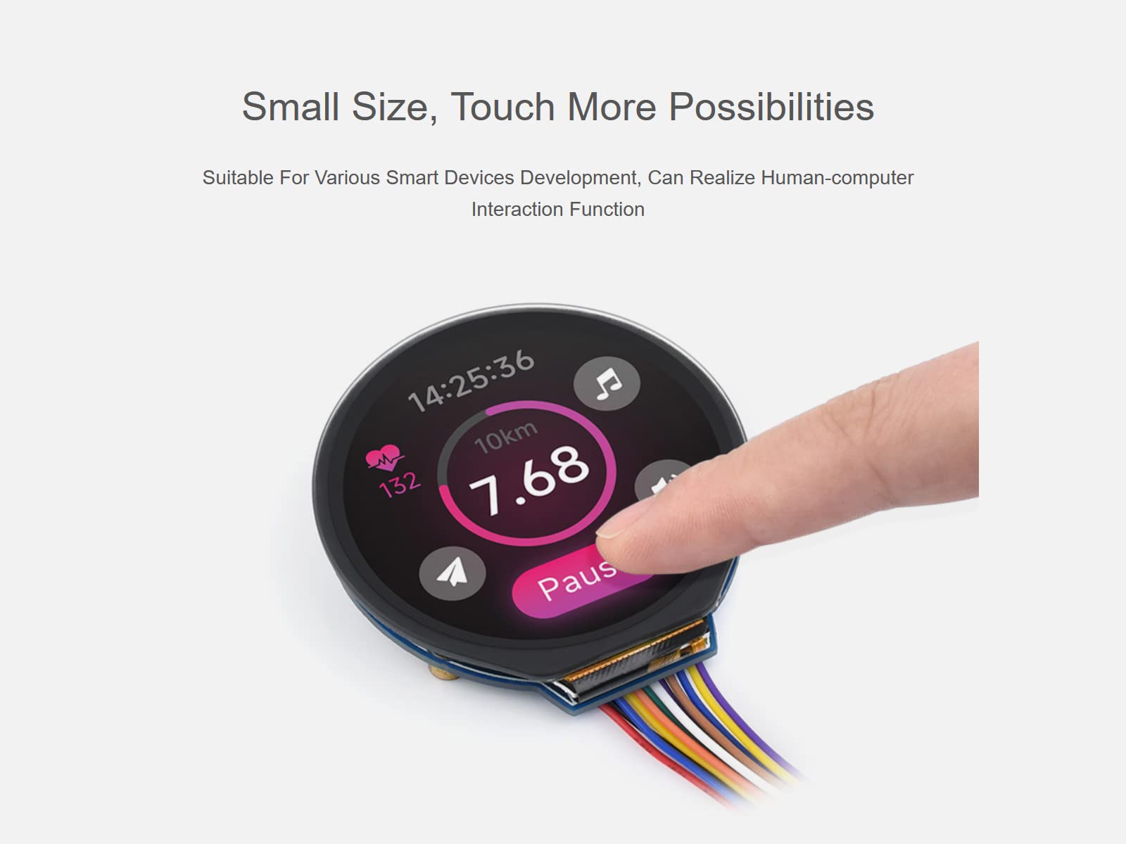 1.28inch Touch LCD Display Module, 240×240 Resolution Round LCD IPS Screen, 65K Colors Display, 4-Wire SPI and I2C Communication, Support Raspberry Pi/Raspberry Pi Pico/Arduino/STM32