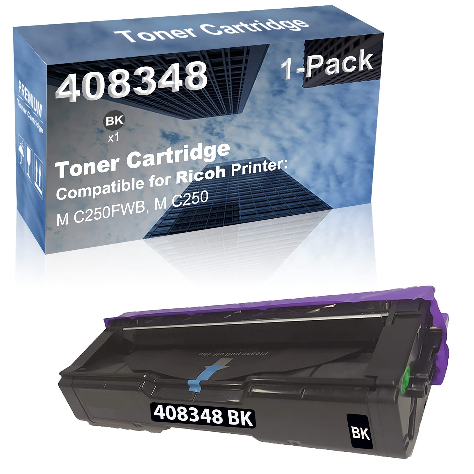 1-Pack (Black) Compatible High Capacity 408348 Toner Cartridge Used for Ricoh M C250FWB, M C250 Printer