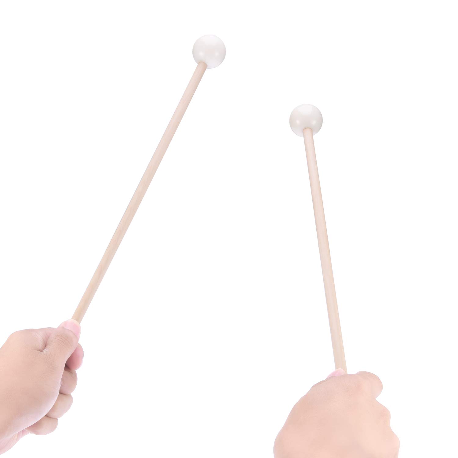 1 Pair Glockenspiel Mallets Hard Mallets Xylophone Mallets Hard Polymer Mallet Glockenspiel Sticks with Wood Handle for Energy Chime, Xylophone, Wood Block, and Bells