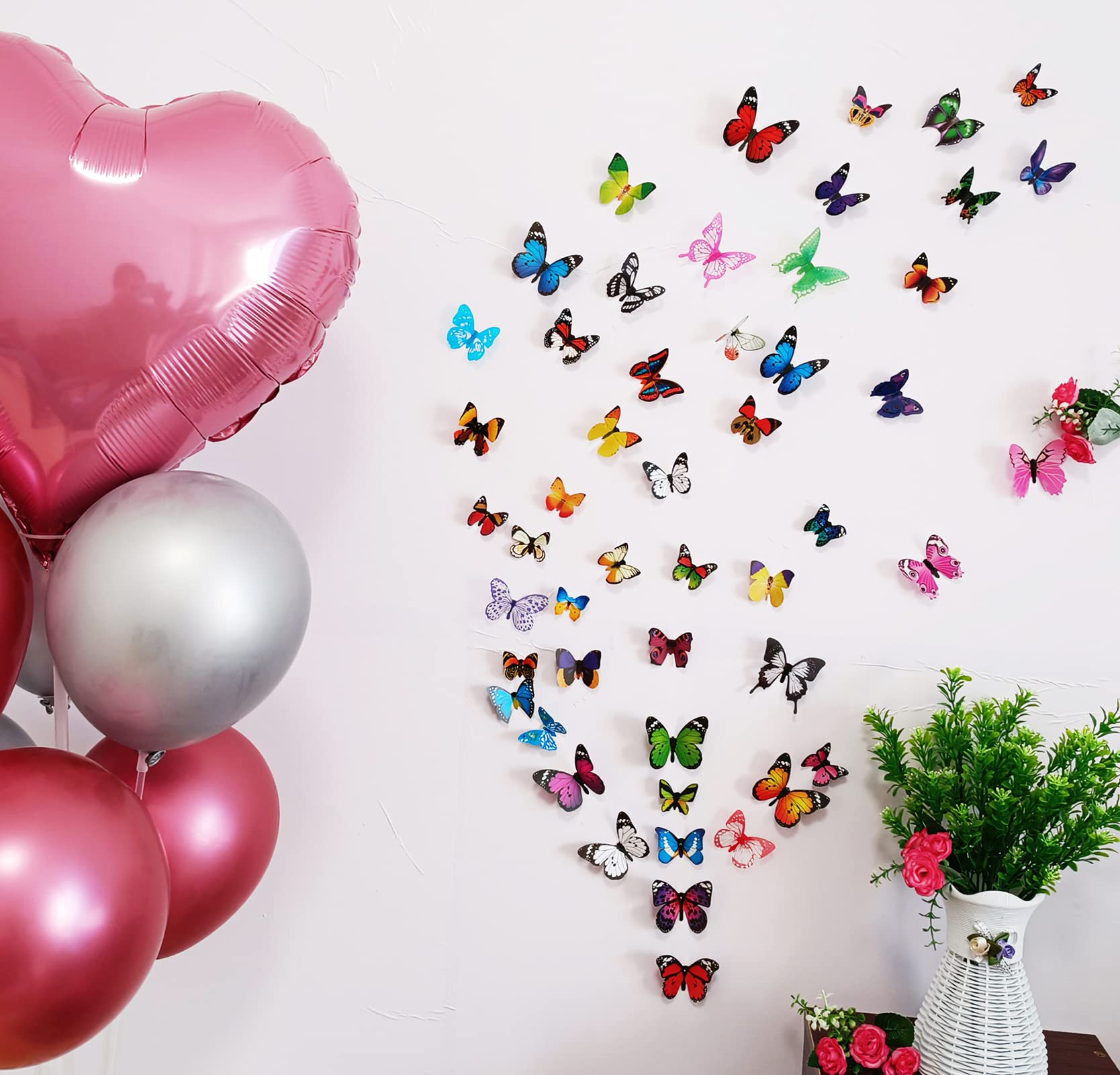 100 PCS Butterfly Dragonfly Wall Sticker, 3D Butterflies Decor Dragonfly Butterfly Decals for Removable Mural Stickers Home Bedroom Decoration