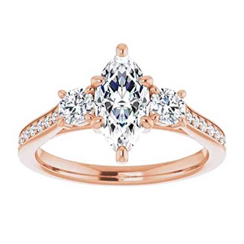 1.50 CT Marquise Cut VVS1 Colorless Moissanite Engagement Ring Set, Wedding/Bridal Ring Set, Sterling Silver Vintage Antique Anniversary Classic Ring Set Gifts for Women
