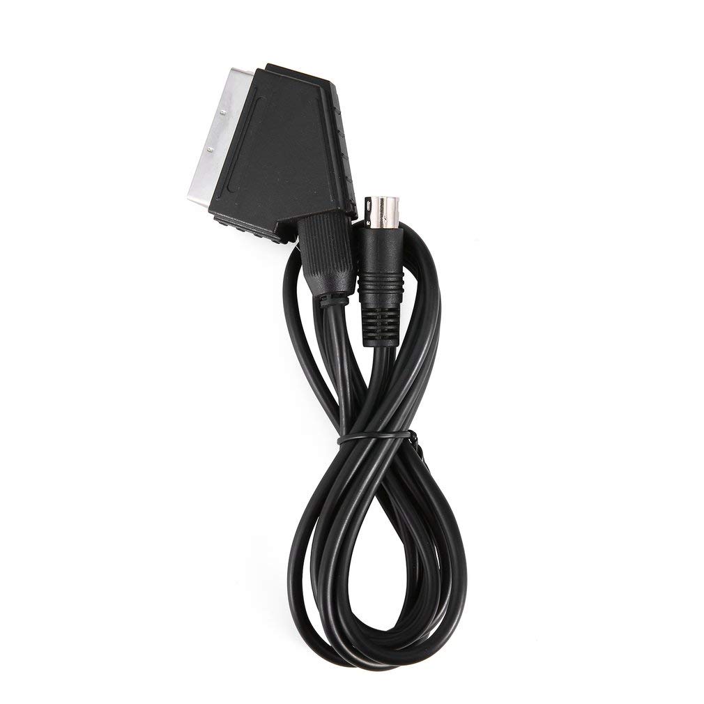 1.8M/6FT EU Version V-pin Scart Cable RGB AV Cables PAL for Sega Genesis 2 Mega Drive MD 2 (Black)