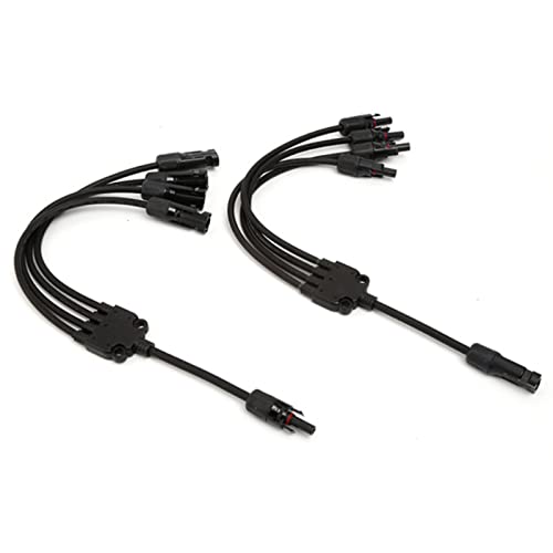 1 Pair 1 to 4 Y Branch M/FFFF and F/MMMM Solar Panel Connectors Parallel Adapter Cable Solar Connectors Wire Waterproof Plug Tool Kit for Solar Panel