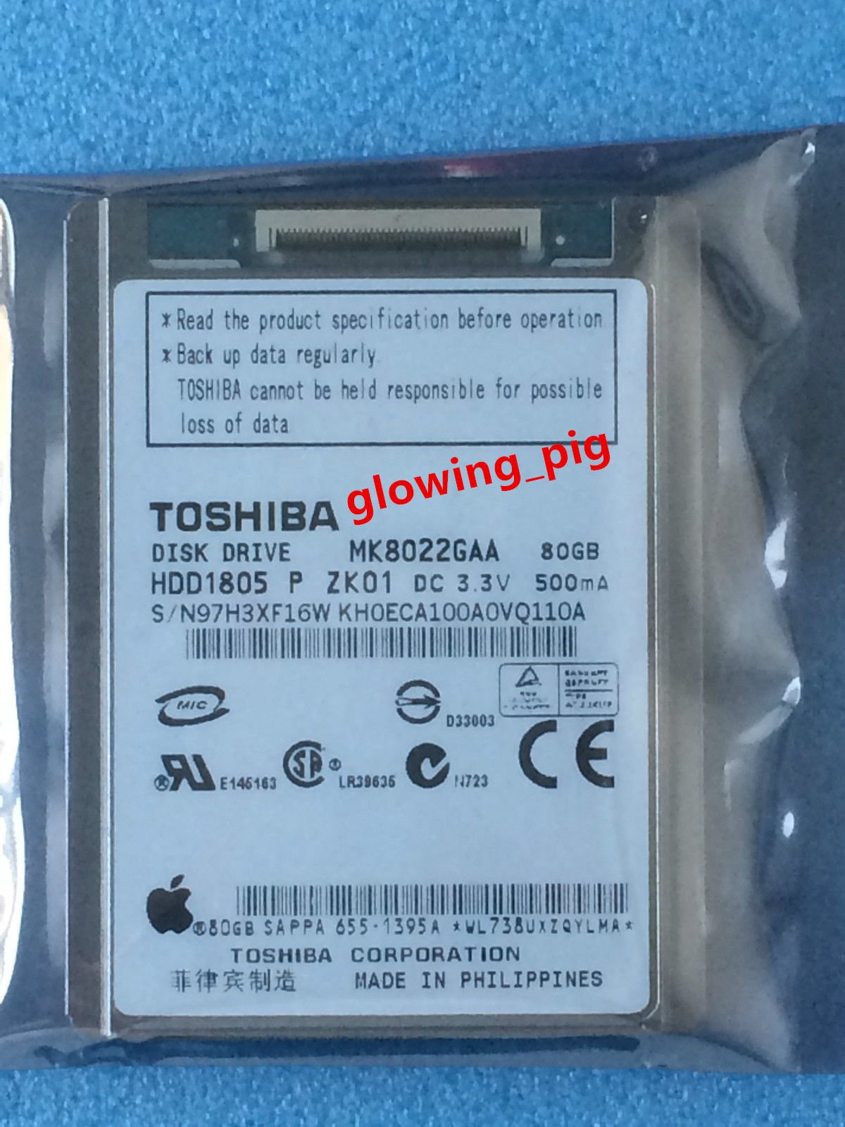 1.8" MK8022GAA HDD1805 5MM ZIF Hard Disk Drive 80GB For iPod Classic 6th gen