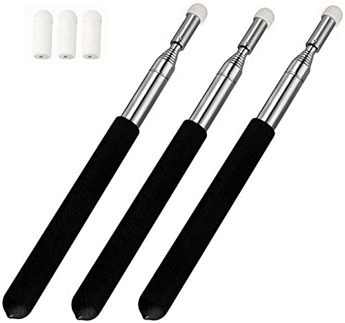 3 Pieces Telescopic Teachers Pointer, Hand Pointer Extendable Telescopic Retractable Pointer Whiteboard Pointer and Lanyards for Teachers Coach Presenter, Extends to 39 Inches