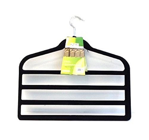18123B Uniware (4 Tier) Flocked Velvet Pants Hanger,(Set of 4) (Black)