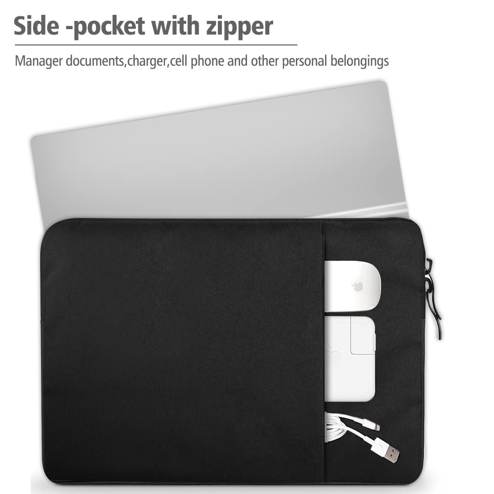 15.6'' inch Portable Monitor Case Protective Sleeve Polyester Water Repellent Vertical Style Laptop Tablet Notebook Shockproof Case with Accessory Pocket Black (15.6 inch)