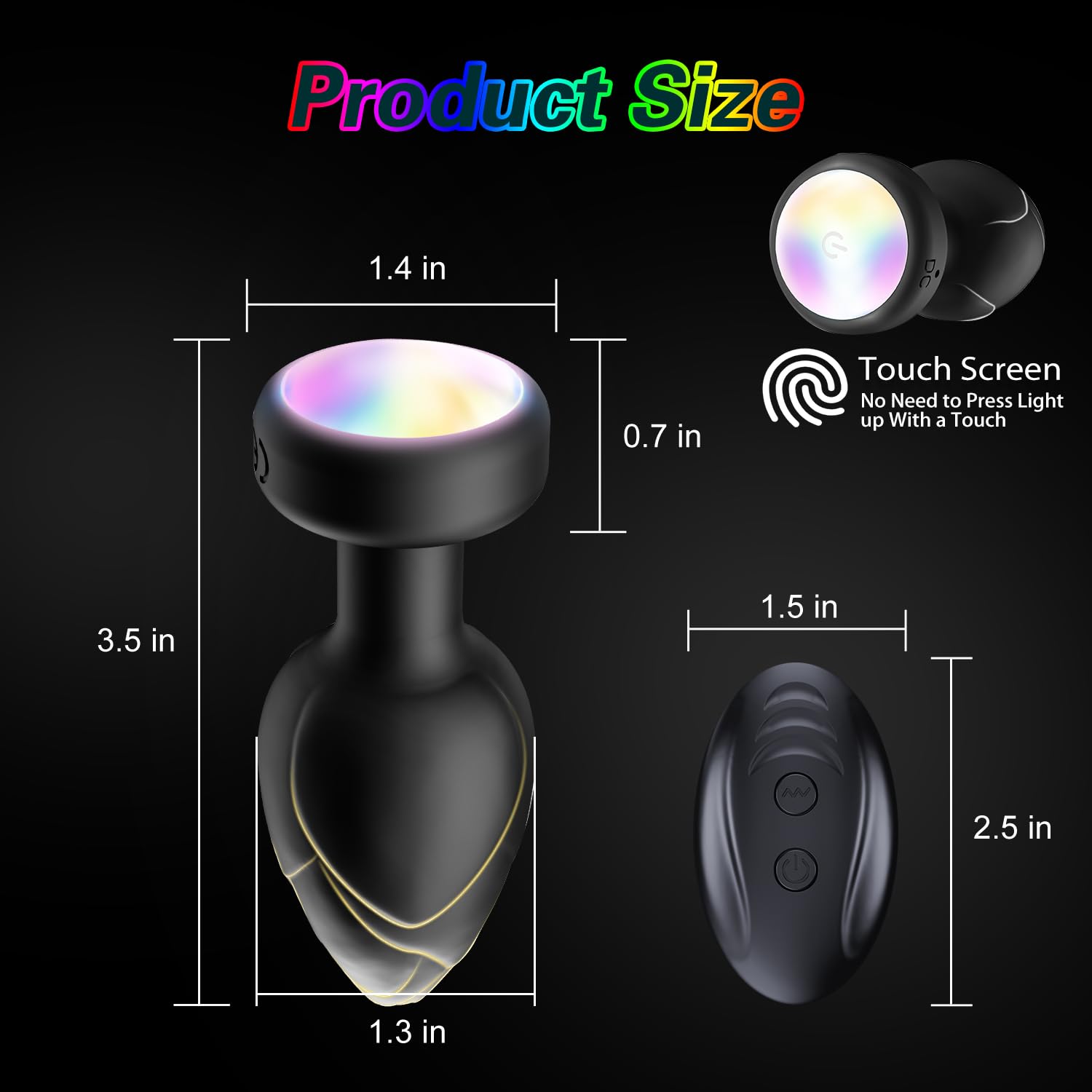 10 Modes Vibrating Butt Plug - LED Colorful Light up Remote Control Anal Plug for Prostate Massage, Adult Sex Toys Black