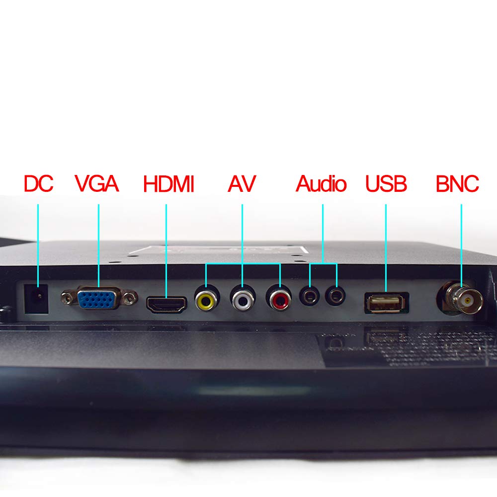15" CCTV BNC Monitor VGA HDMI AV, 4:3 HD Display LCD Security Screen with USB Drive Player for Surveillance Camera STB PC 1024x768 Resolution Built-in Speaker Audio in/Out