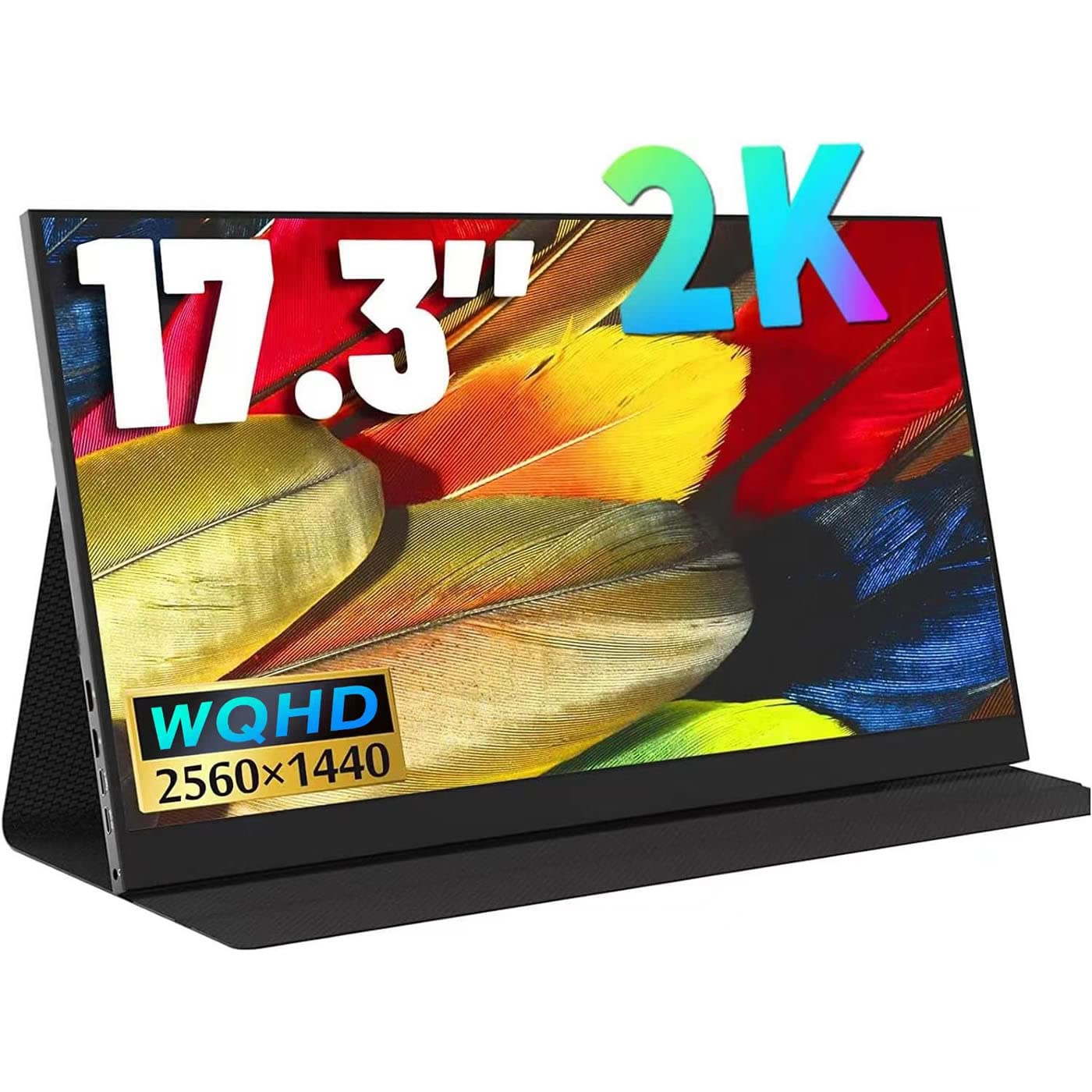 2K Portable Monitor 17.3", 2560x1440 Compatible with HDMI and Full Feature Type-C Devices Connect External Large Gaming Monitor, Compatible with Laptop Mac Phone PS5 Surface and Switch