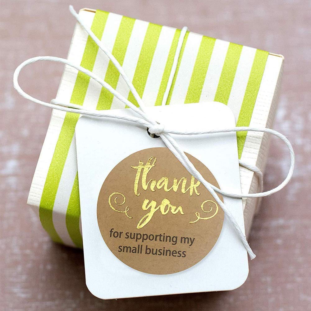 1" Gold Thank You Stickers-Thank You Envelope Seal Stickers Kraft-1Inch 500Pcs Per Roll Thank You Stickers