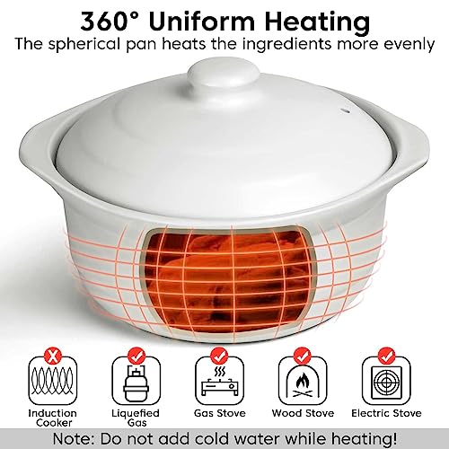 1.9-Quart Ceramic Pots for Cooking with Lid, Clay Pot for Cooking, Earthenware Pot, Chinese Ceramic Casserole, Earthen Pot Cookware Stew Pot Stockpot
