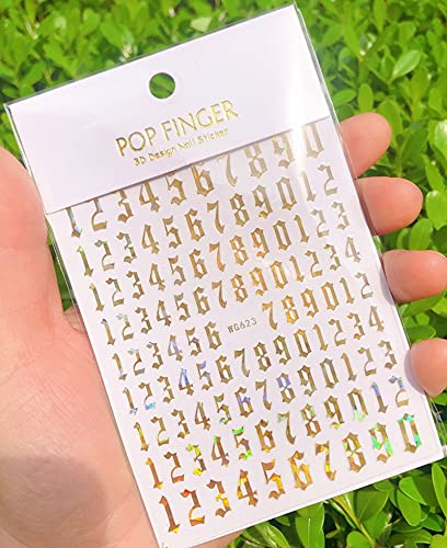 1 Sheet (Including 110 Digital) Sticker Arabic Numerals 0-9 Autohesion Foil Nail A3D Nail Decals 6 Colors N&K - (Color: NK130-1)
