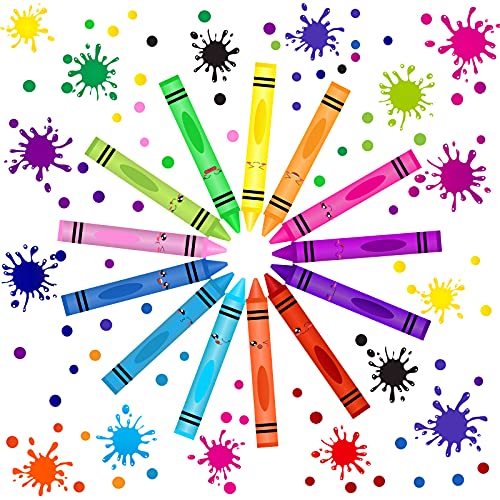 192 Pieces Crayon Wall Decals Splatter Wall Sticker and Multicolor Paint Wall Decals Crayon Splotches Polka Dot Nursery Decors Sticker for Home Nursery Classroom School Wall Decoration