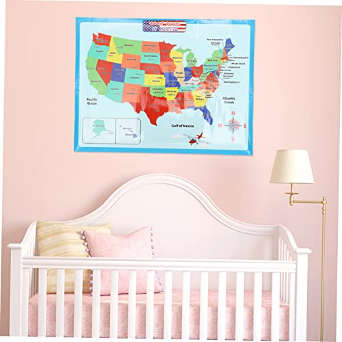1 Sheet United States Map Usa Map Cartoon Posters Classroom Geography Poster Learning Posters Portable Poster Synthetic Paper Cartoon Preschool Flip Chart