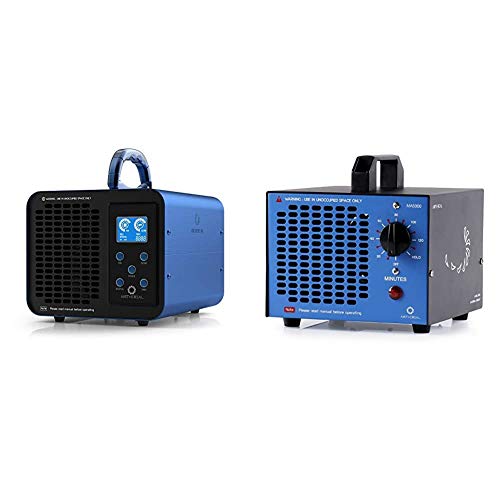 Airthereal MA10K-PRODIGI Digital Ozone - Ionizer,Blue & MA5000 Commercial Generator 5000mg/h Ozone Machine Home Air Ionizers Deodorizer for Rooms, Smoke, Cars and Pets, Blue