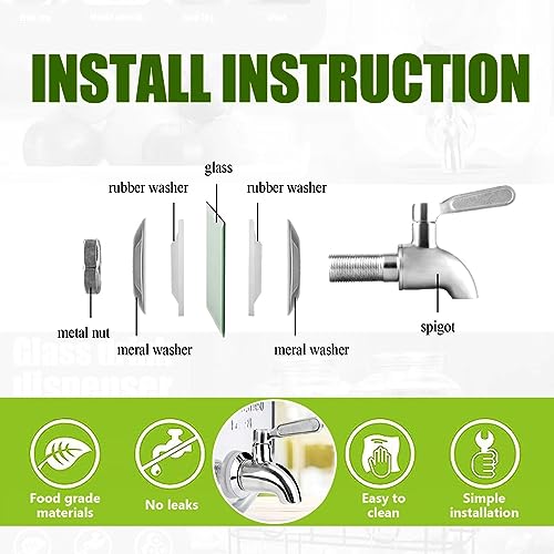 1 Gallon Glass Drink Dispensers For Parties 2PACK.Beverage Dispenser,Drink Dispenser With Stand And Stainless Steel Spigot 100% Leakproof.Glass Drink Dispenser With Ice Cylinder. Lemonade