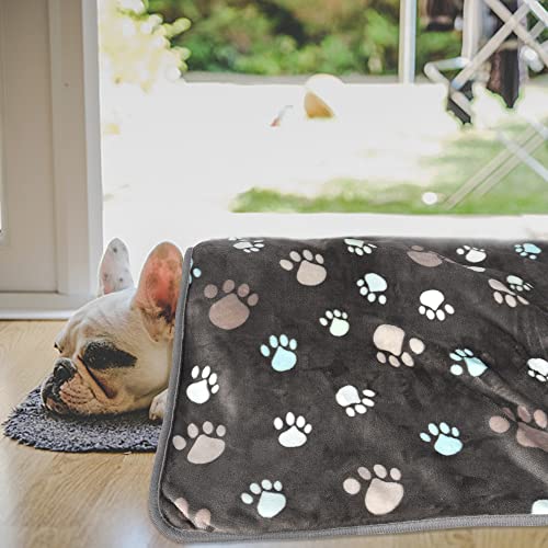 1 Pack 3 Blankets for Dogs Blankets for Large Dogs Medium Dog Blanket Super Soft Fluffy Premium Fleece Pet Blanket Flannel Throw for Dog Puppy Cat Paw Blanket,Gray,41x31inch