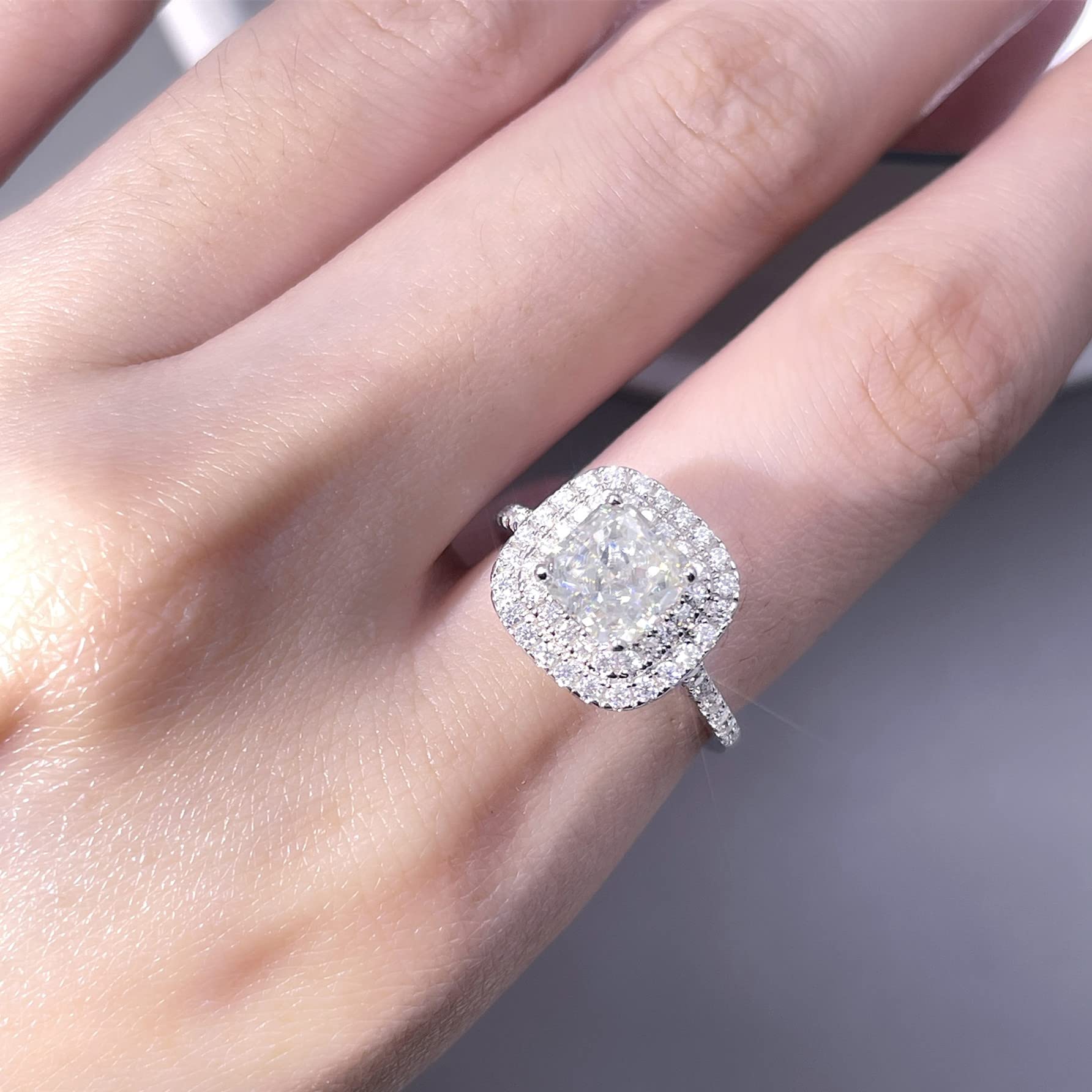 1.6Ct Moissanite Engagement Ring, 18K Real Gold Plated, Moissanite