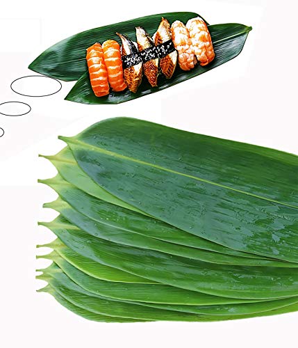 100 pcs Sushi Bamboo Leaf - Banana Leaves Make Zongzi Kit Plate Decorations Holiday Party for cooking (100 pcs, 12" L x 3.2" W) - Leaves Remains Vaccuum and Fresh