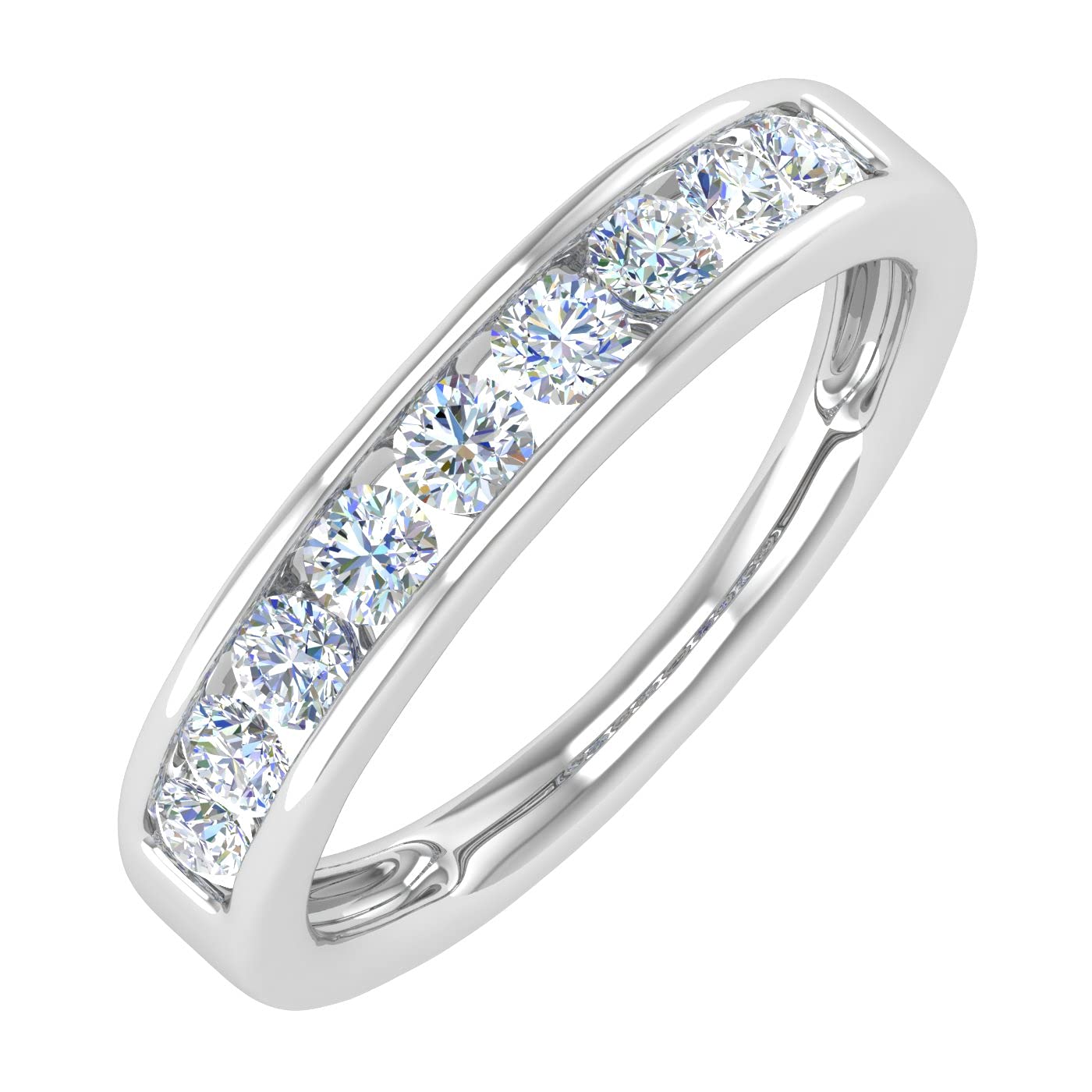 1/2 Carat Channel Set Diamond Wedding Band Ring in 14K White Gold (Ring Size 5.75)