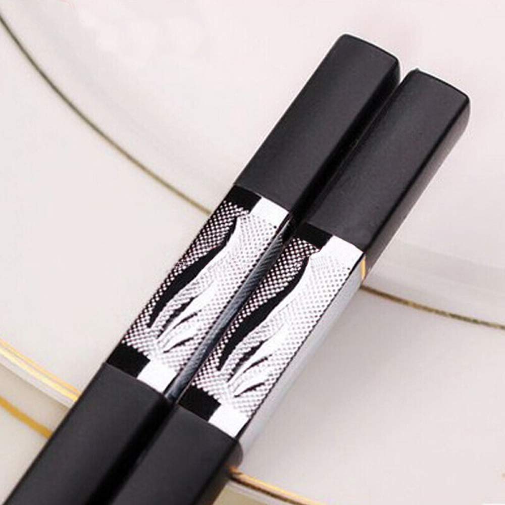 10 Pairs Fiberglass Chopsticks, Reusable Chopsticks and Dishwasher Safe, 9 1/2 Inches - Clover,Silver