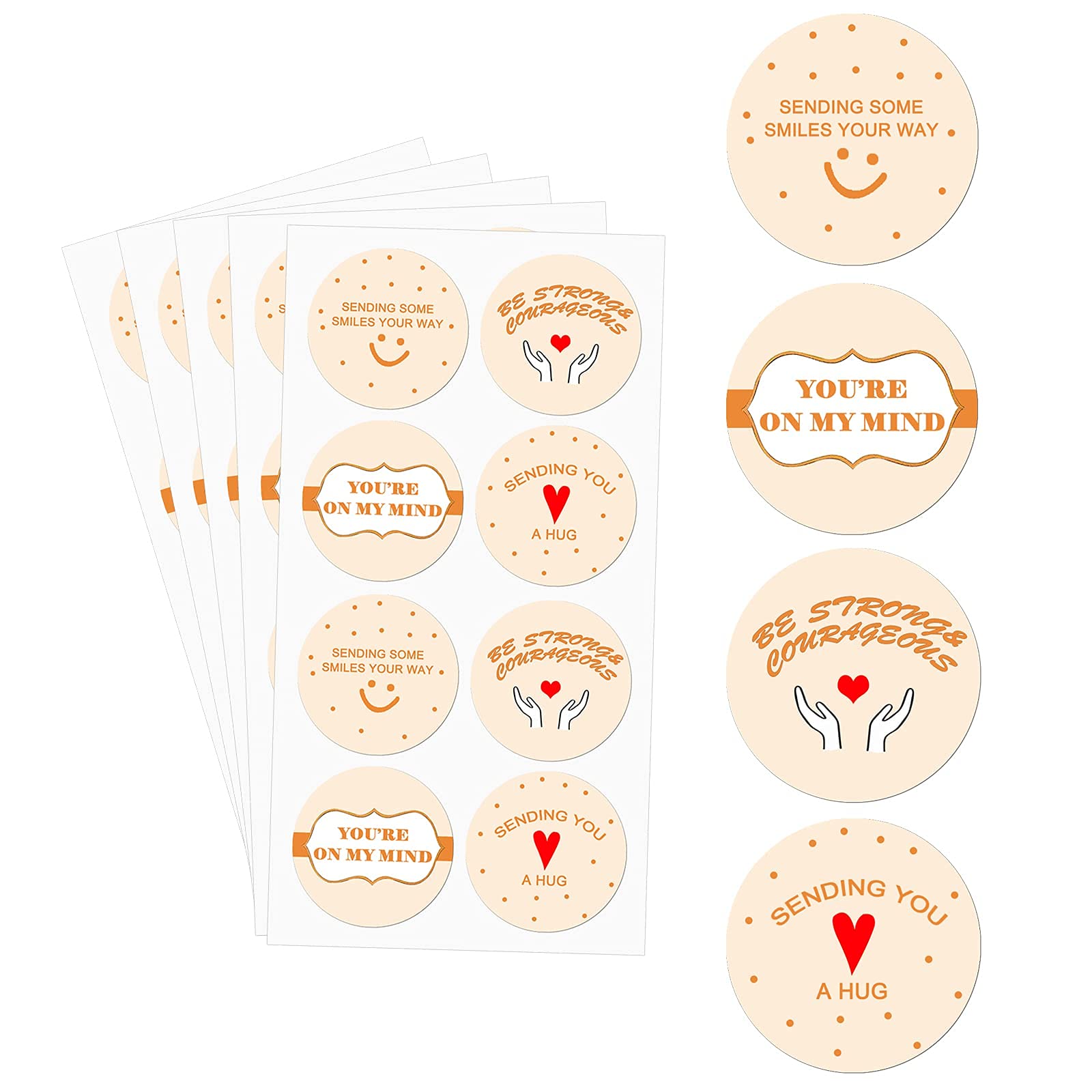 1.5 Inch Thinking of You Stickers 4 Unique Designs Greeting Envelope Seals,Friendship Stickers,Evelope Seals.