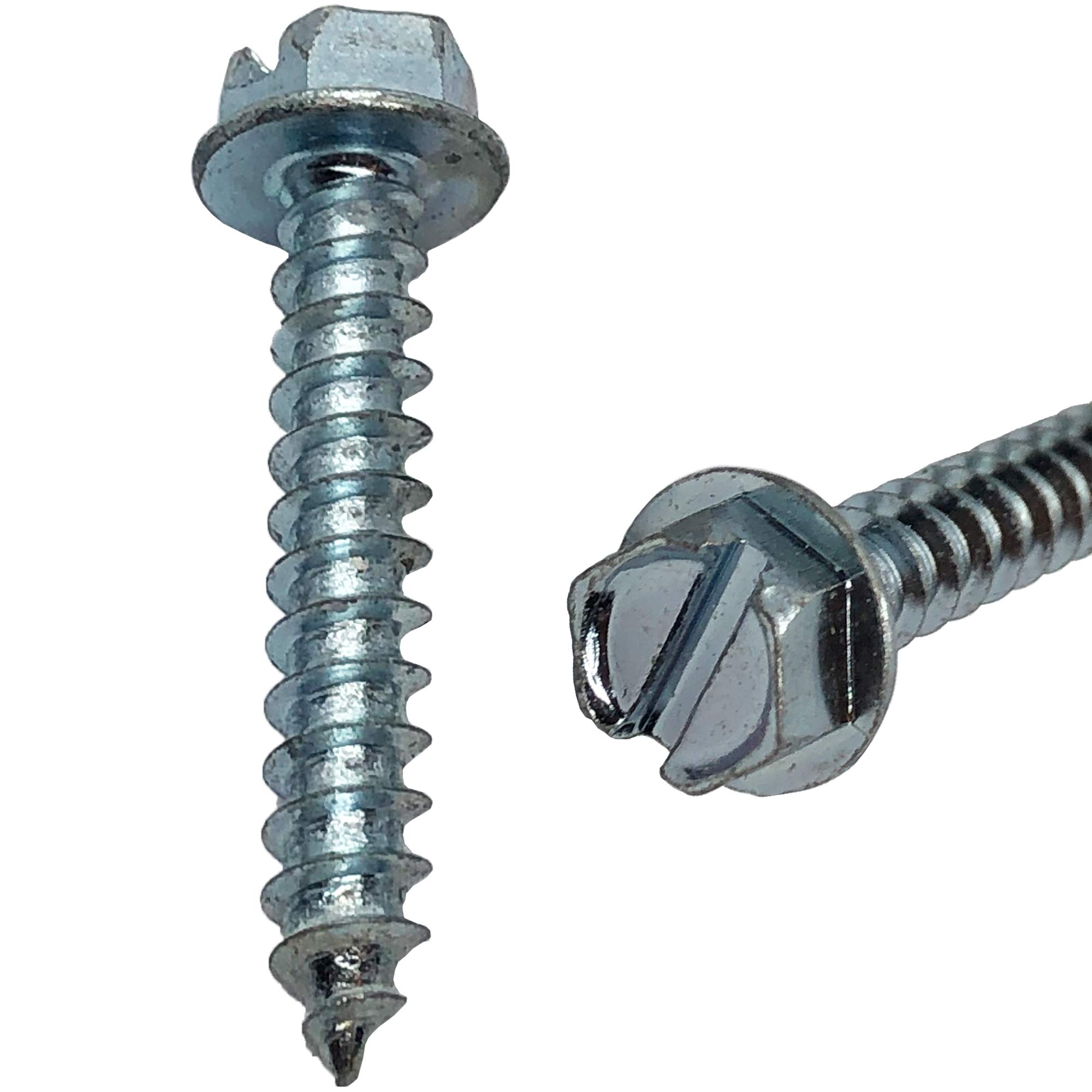 1.5" - #14 Lag Screw - Hex Head - Slotted Flange Head - Coarse Thread - Grade A-Zinc Coated 1-1/2 in x 1/4 in - Heavy Duty Wood Screw (50)