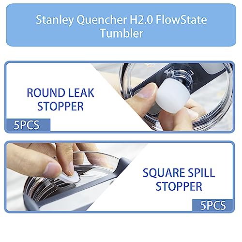 10 Pieces Spill Stopper for Stanley 40 oz/ 30 oz Tumbler with Handle, Silicone Leak Stopper Compatible with Stanley Quencher H2.0 FlowState Tumbler 40 oz for Leak Proof