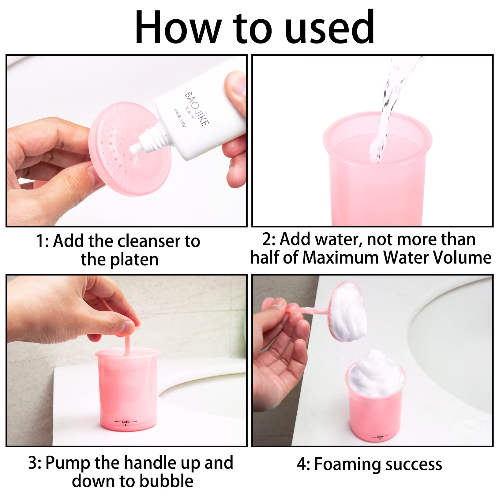 2Pcs Face Wash Foam Maker for Face Wash, Facial Cleaning Tool, Deep Skincare Cleaner Tools for Travel Household (Pink and White)
