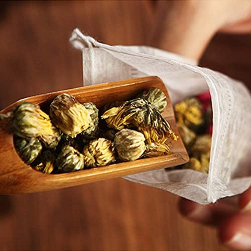 200Pcs Disposable Tea Filter Bags 2.75 x 3.54 inch Tea Infuser Natural Material Drawstring Tea Bag Empty Bags for Loose Tea