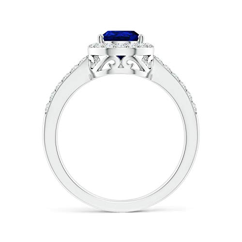 1.85Ctw Pear Shaped Blue Sapphire & Cubic zirconia Halo Prong Set Engagement Wedding Ring 14K White Gold Plated