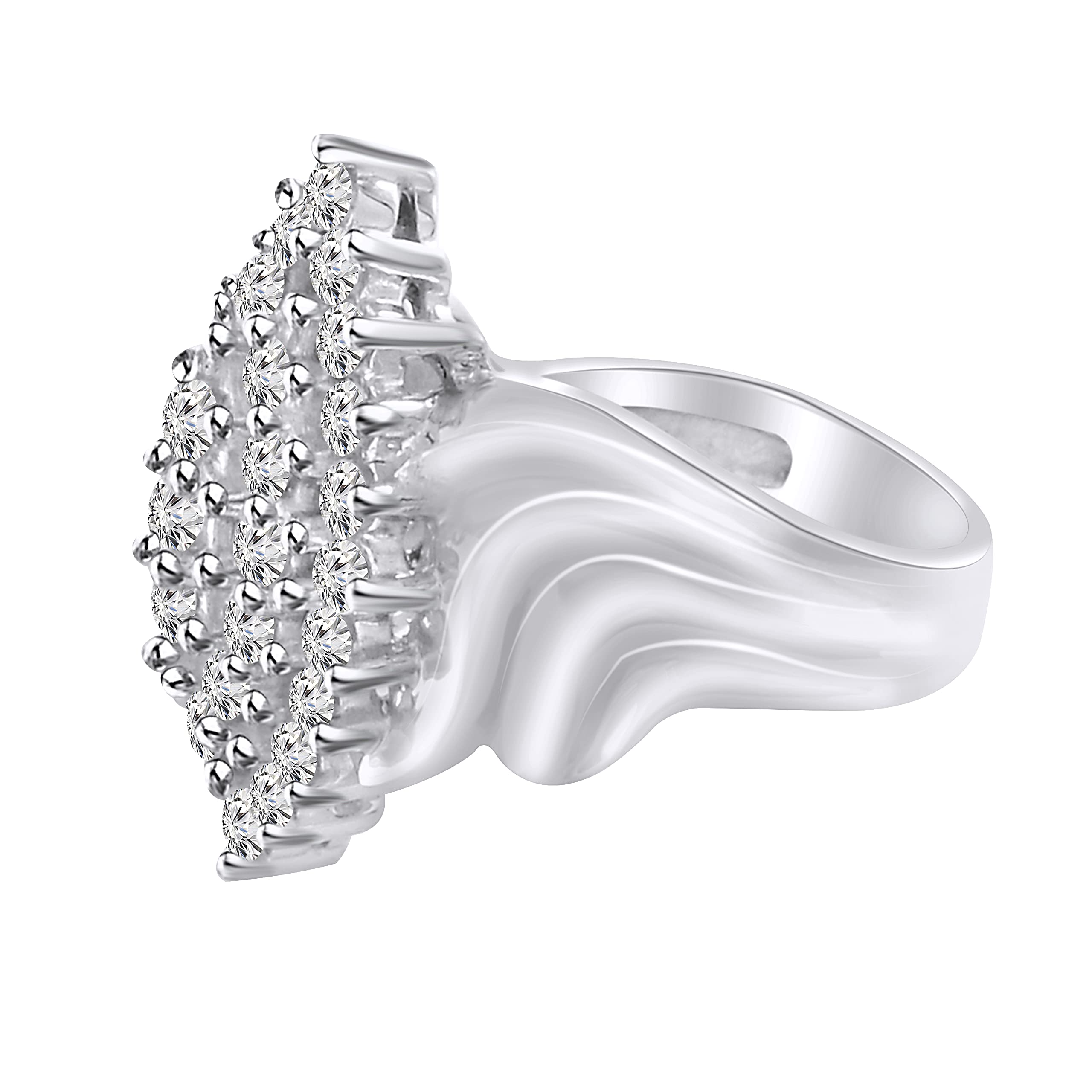 1.50 Ctw Round Cut Diamond 14k White Gold FN Cluster Wedding Ring_US-8